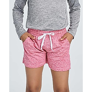 Real Essentials 4 Pack: Girls Active Athletic Performance Dry Fit Short Running Sports Shorts Soccer Tennis Summer Basketball Lounge Casual Sleep Bottoms Gym Workout Kids Dolphin - ST 2,M (10-12)