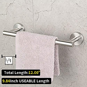 GERZ Contemporary 12-Inch Towel Bar Bath Hand Towel Holder Brushed Stainless Steel Wall Mounted Bathroom Organizer Brushed