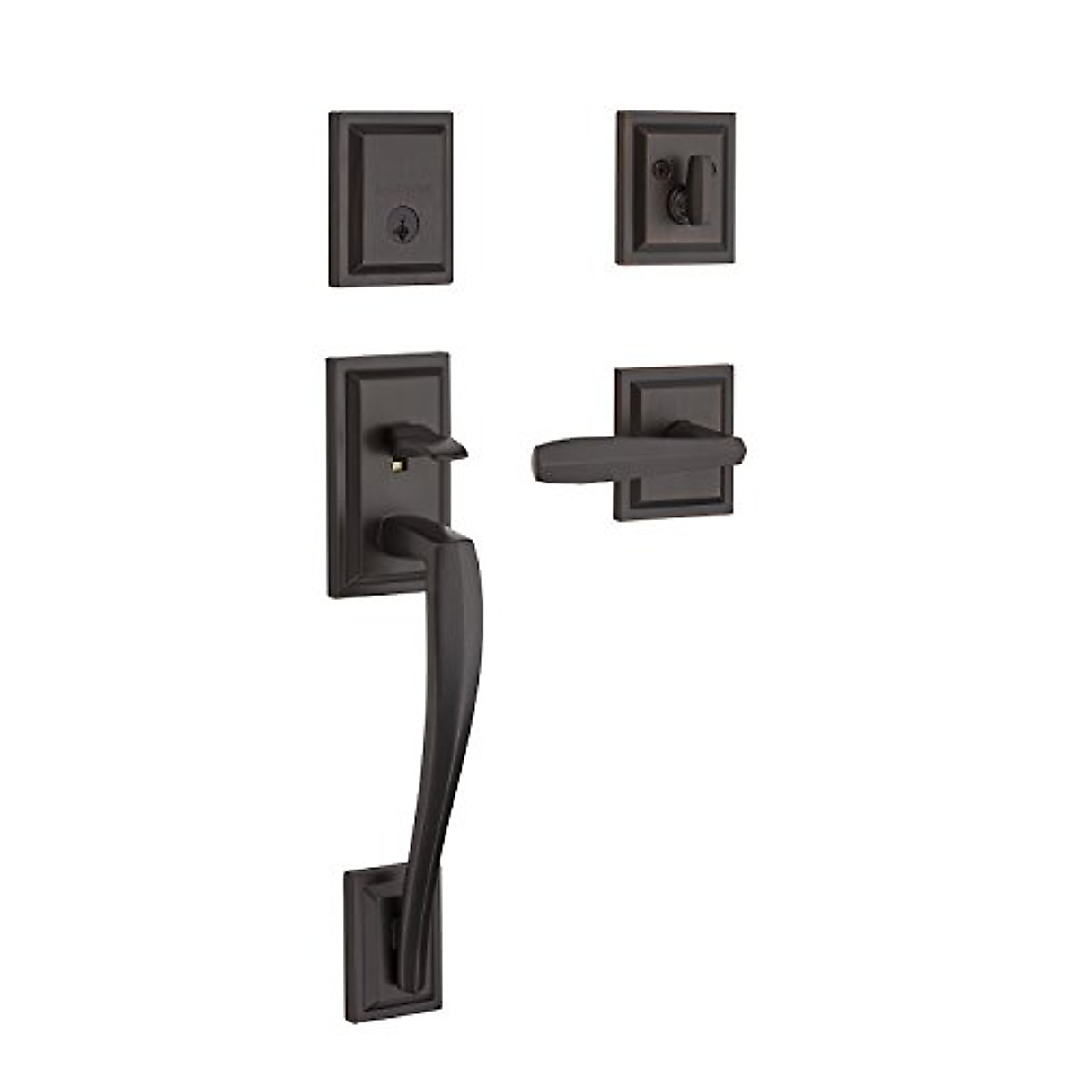 Baldwin Torrey Pines, Front Entry Handleset with Interior Lever, Featuring SmartKey Deadbolt Re-Key Technology and Microban Protection, in Venetian Bronze
