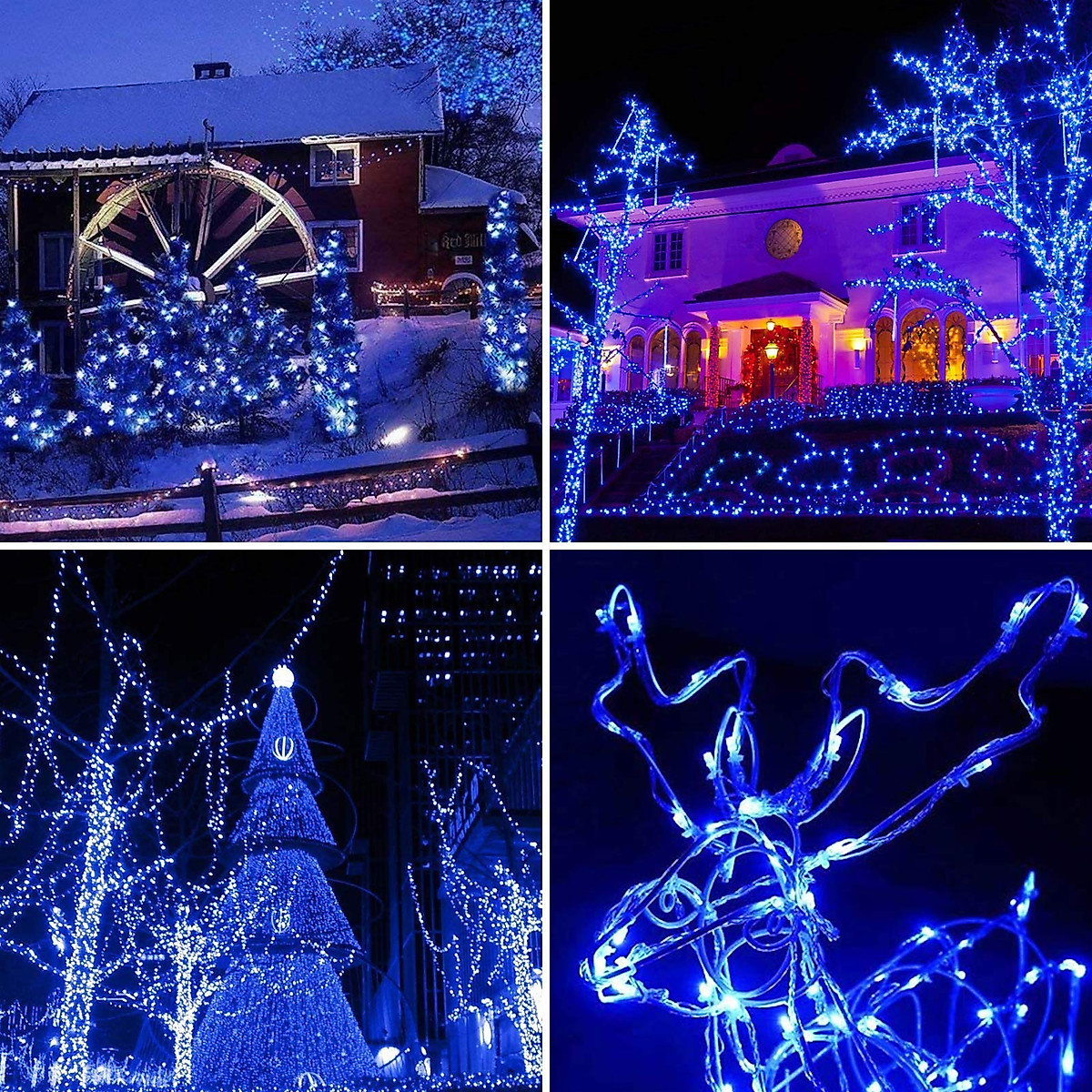 U/C Solar String Lights Outdoor, 100 LED 8-Lighting Modes Solar Fairy Lights, Waterproof Solar Christmas Lights for Garden, Party, Home Decoration (2-Pack, 72ft, Blue)