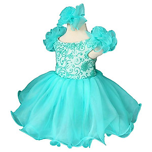 Jenniferwu EB1130NN Infant Toddler Baby Newborn Little Girl's Pageant Party Birthday Dress Mint Blue Size 3T