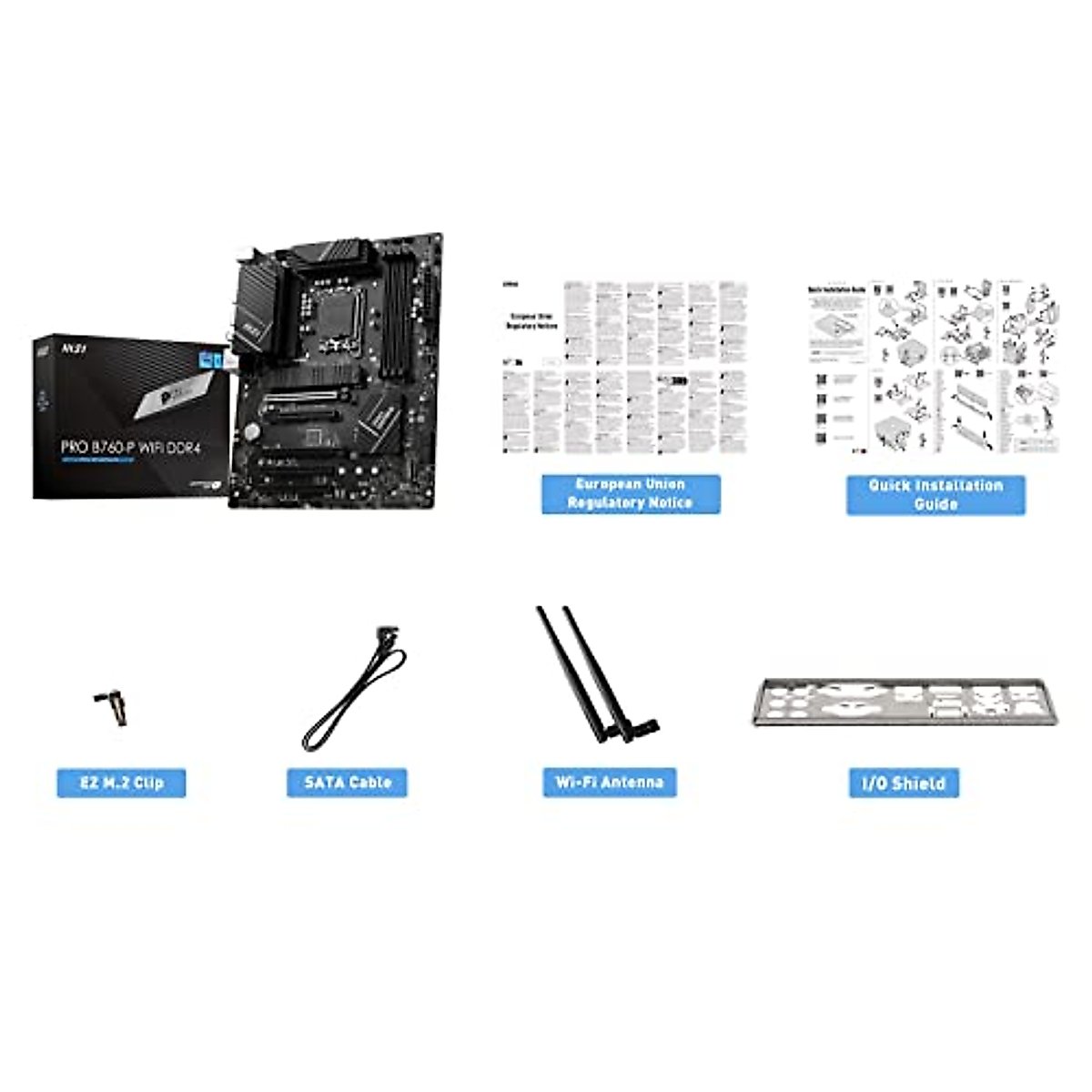 MSI PRO B760-P WiFi DDR4 ProSeries Motherboard (Supports 12th/13th/14th Gen Intel Processors, LGA 1700, DDR4, PCIe 4.0, M.2, 2.5Gbps LAN, USB 3.2 Gen2, HDMI/DP, Wi-Fi 6E, Bluetooth 5.3, ATX)