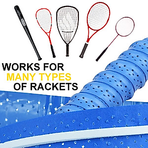 ATGRS Tennis Grip Tacky Tennis Racket Grip Tape Absorbent Anti-Slip Tennis Overgrip for Tennis Badminton Pickleball Racquet Handle Grip with Damping Ridges Overgrips (White)