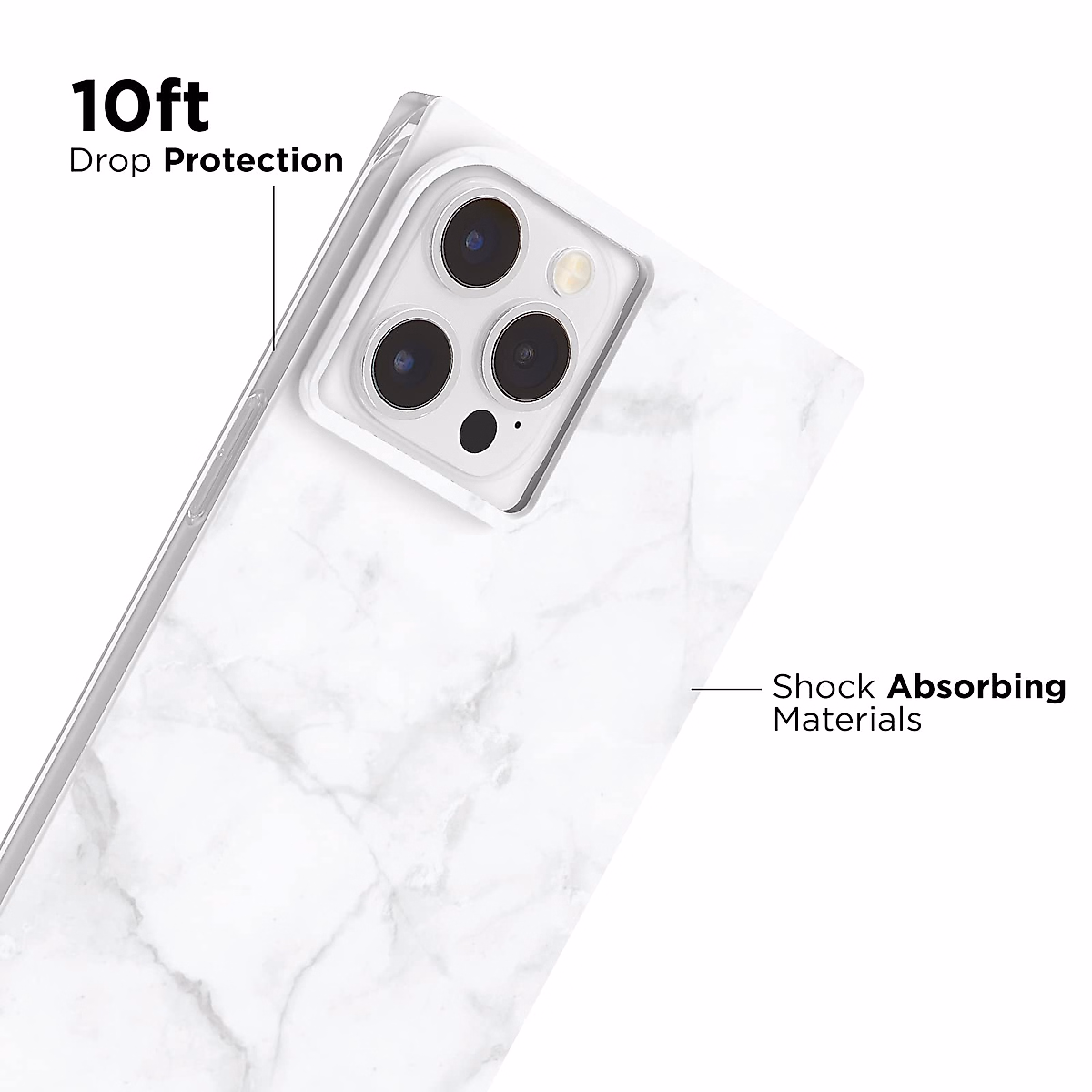 Case-Mate BLOX iPhone 13 Pro Max Case - White Marble [10FT Drop Protection] [Wireless Charging Compatible] Protective Phone Cover for iPhone 13 Pro Max 6.7", Anti-Scratch, Shockproof, Matte