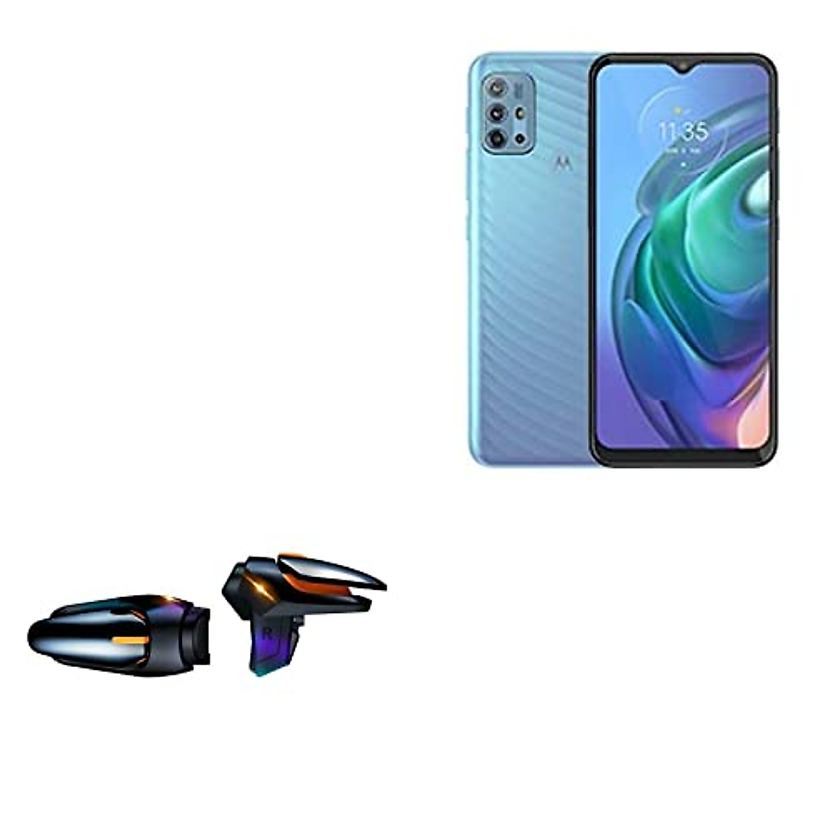 BoxWave Gaming Gear Compatible With Motorola Moto G10 Power - Touchscreen QuickTrigger Auto, Trigger Buttons Autofire Gaming Mobile FPS - Jet Black