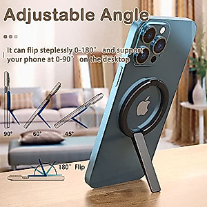 VAWcornic Phone Ring Holder for MagSafe, Metal Magnetic Phone Stand Phone Grip for iPhone, Samsung,Huawei,Tablet, Removable Ring Grip Compatible for Magsafe Case (Black - Include 4 Sticky Buckle)