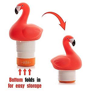 XY-WQ Chlorine Floater, Floating Pool Chlorine Dispenser (Flamingo), Fits 1 and 3 Inch Tablets for Large and Small Pools, Hot Tub, Spa