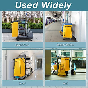 Cleaning Cart Bag Zippered Front Replacement Janitorial Cart Bag 24 Gallon Large Capacity Commercial Cleaning Bags for Cleaning Cart Housekeeping Carts, Yellow (26.5 x 15.5 x 10.5 Inch)