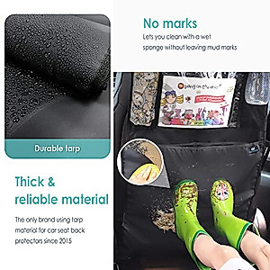 Termichy Car Seat Back Organizers, Kick Mat Seat Back Protector with Multi Pockets Clear Holder Water proof Material