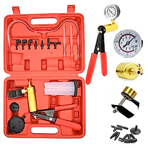 Hand Held Vacuum Pump Tester kit for Automotive with Sponge Protected Case,Adapters,One-Man Brake and Clutch Bleeding System(16pcs)