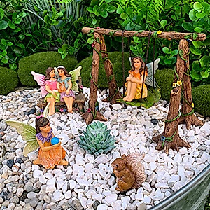 Mood Lab Fairy Garden - Accessories Kit with Miniature Figurines - Swing Set of 6 pcs - for Outdoor or House Decor
