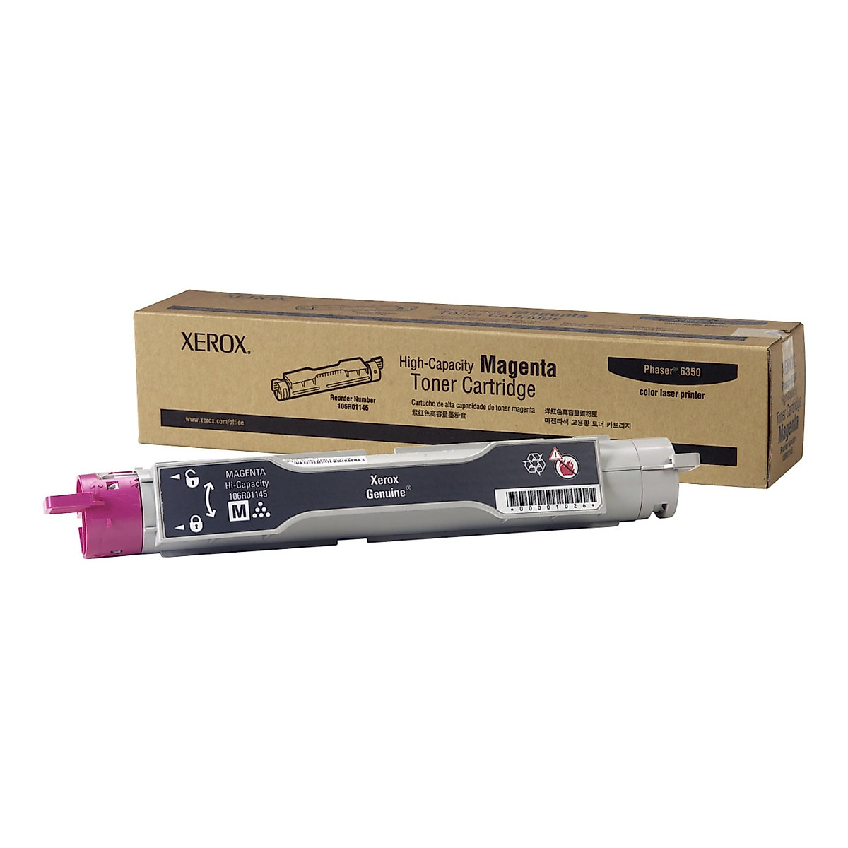 Xerox 106R01145 Phaser 6350 Toner Cartridge (Magenta) in Retail Packaging