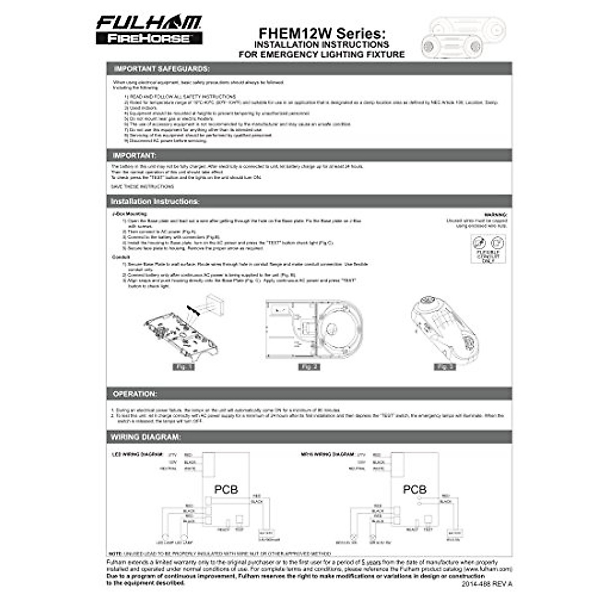 Fulham Emergency Light, FHEM12W, White