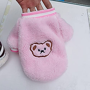 Pet Coat Pet Puppy Dog Two-Legged Clothes Keep Warm Soft Texture Pink M