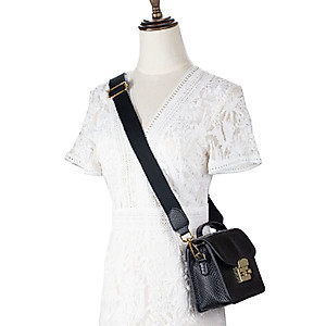 Allzedream Purse Straps Replacement Crossbody Bags Handbag Wide Canvas Leather Adjustable (Black, Gold hardware)