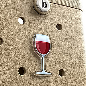 BOGGbeans Red Wine Charm for Bogg Bag, Simply Southern Totes, and Similar Styles. Acrylic 3" Drink Charm Accessories for Beach Totes
