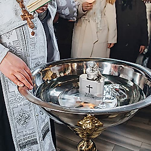 RONRONS 4 Pieces Metal Holy Water Bottles with Keychain, 100ml Empty Refillable Catholic Christian Holy Water Container with Black Cross, Easter Party Favor Church Thanksgiving Day Decorative Bottle