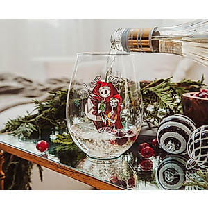 Disney The Nightmare Before Christmas Jack and Sally Stemless Wine Glass Tumbler | Holds 34 Ounces
