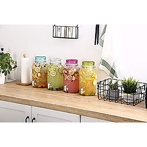 Emica Home 1 Gallon Cold Drink Glass Beverage Dispenser with Ice Infuser, Clear Bail & Trigger with Locking Clamp Drink Dispenser with Easy Flow Spigot for Outdoor, Parties and Daily Use