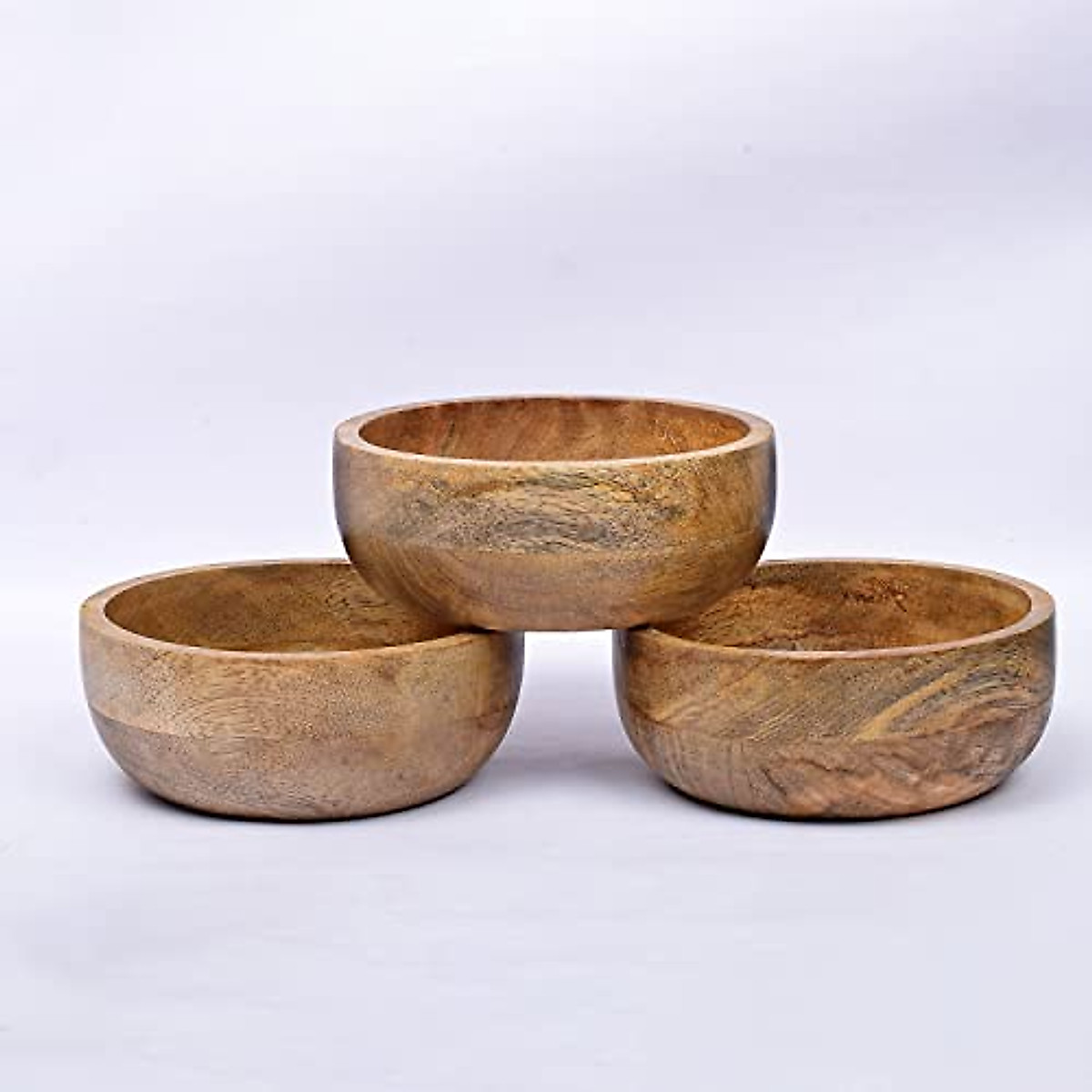 Samhita Mango Wood Round bowl Perfect for Nuts, Candy, Appetizer, Snacks, Olive and Salsa. Looks Absolutely Beautiful With Your Kitchen Setting. (5" x 5" x 2")