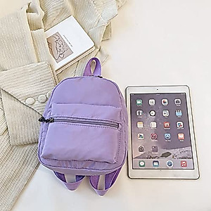 LAKEDREAM Casual Nylon Women Mini Backpack Fashion Solid Color Preppy Style Female Small Travel Knapsack Rucksacks (Style A White)