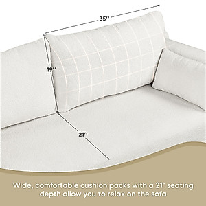 Favfurish 82" Modern Loop Yarn Fabric Sofa,Minimalist 2-3 Seat Couch with Extra Wide Domed Arms,One-Piece Seat Frame,Easy to Install,Loveseats for Living Room, Bedroom, Apartment,Office,White