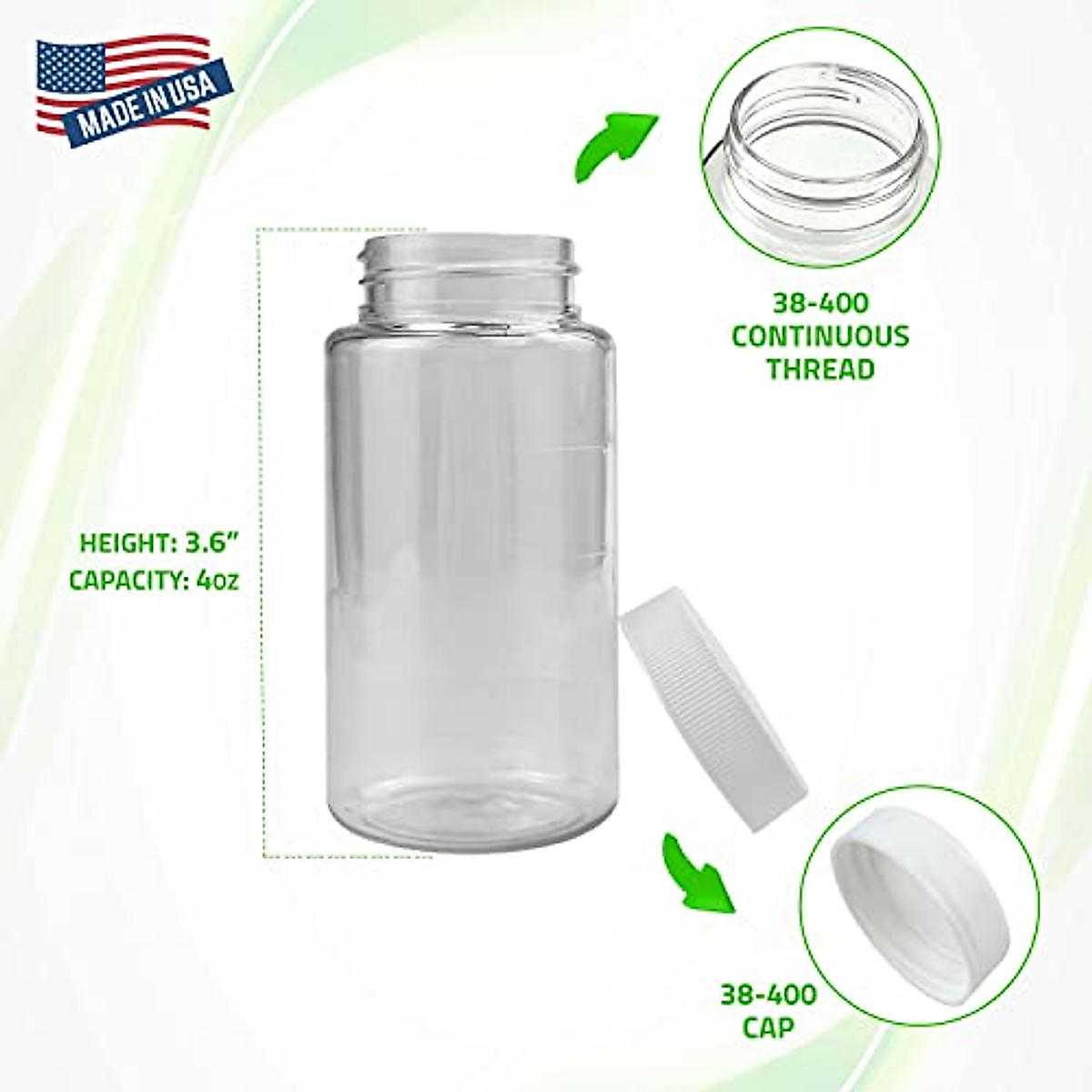 LUBEFLEX Oil Sampling Bottle - Made in USA - Pack of 6 Oil Analysis Sampling Clear Plastic Bottle 4 oz (120 ml) Capacity with 38-400 Cap Size - FDA Compliant and BPA Free …
