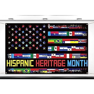 Nepnuser Hispanic Heritage Month Photo Booth Backdrop Latino Countries Flags Decoration School Classroom Indoor Outdoor Wall Decor-5.9×3.6ft