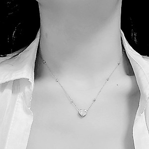 Jude Jewelers Stainless Steel Heart Charm Floating Slide Classic Plain Wedding Statement Collar Necklace (Silver)