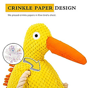 Suertree Squeaky Dog Toys for Aggressive Chewer, Interactive Dog Toys for Medium, Large Dogs, Duck, Chicken, Bird Dog Plush Toys, Dog Birthday Toy with Crinkle Paper, Dog Rope Toys, Dog (Large)