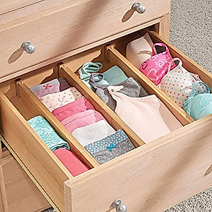 Diosbles 6 Pack Bamboo Drawer Dividers, Adjustable Kitchen Drawer Divider, Expandable Drawer Organizer Kitchen Utensils, Spring Loaded Drawer Organizers for Clothing (2.36" High, 13.86"-18.9")