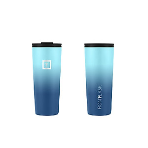 IRON °FLASK Classic Tumbler 2.0-2 Lids (Straw Flip), Vacuum Insulated Stainless Steel Water Bottle, Double Walled, Drinking Cup, Thermos Travel Mug - Blue Waves, 24 Oz