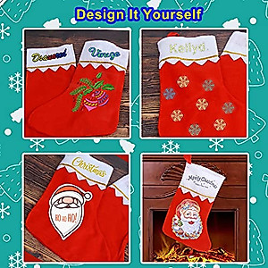 KIMOBER 12 Pcs Red Felt Christmas Stockings,Hanging Stocking with Golden Trim for Fireplace Christmas Tree Decoration