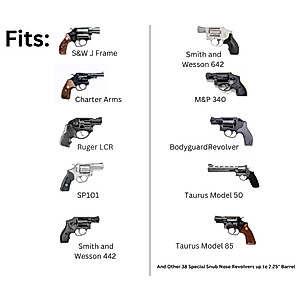 Cardini Leather OWB Leather Holster for S&W J Frame, for Ruger LCR and SP101, and Other 38 Special Snub Nose Revolver up to 2.25" Barrel- Midnight Black Right Hand