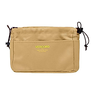 Vercord Canvas Handbag Organizers, Sturdy Purse Insert Organizer Bag in Bag, 10 Pockets Khaki Small