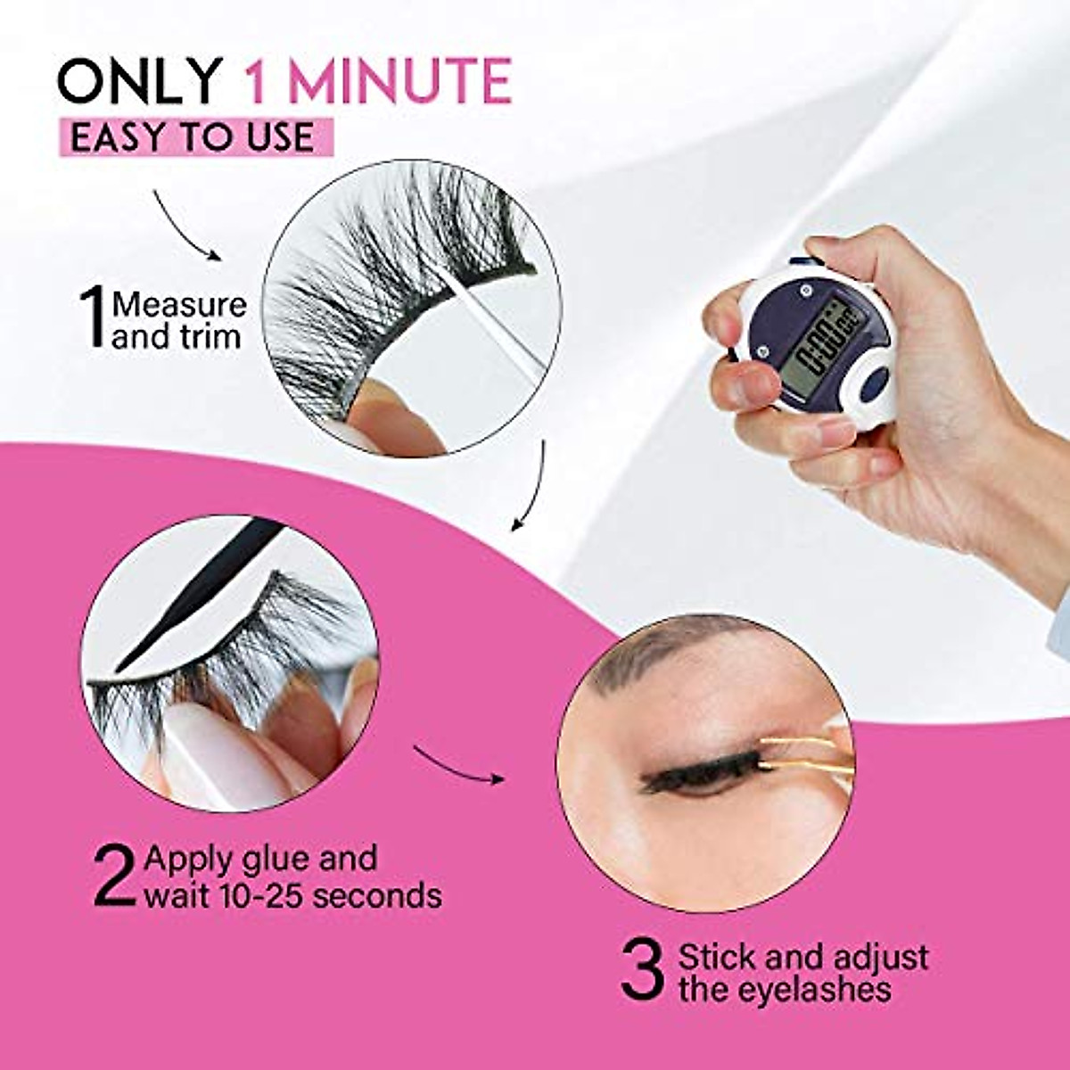 SWINGINGHAIR Lashes, 3D Eyelashes 19mm Natural False Eyelashes Siberian 3D Lashes Natural Look Eyelashes Hand-made Fluffy Volume Lashes 1 Pair