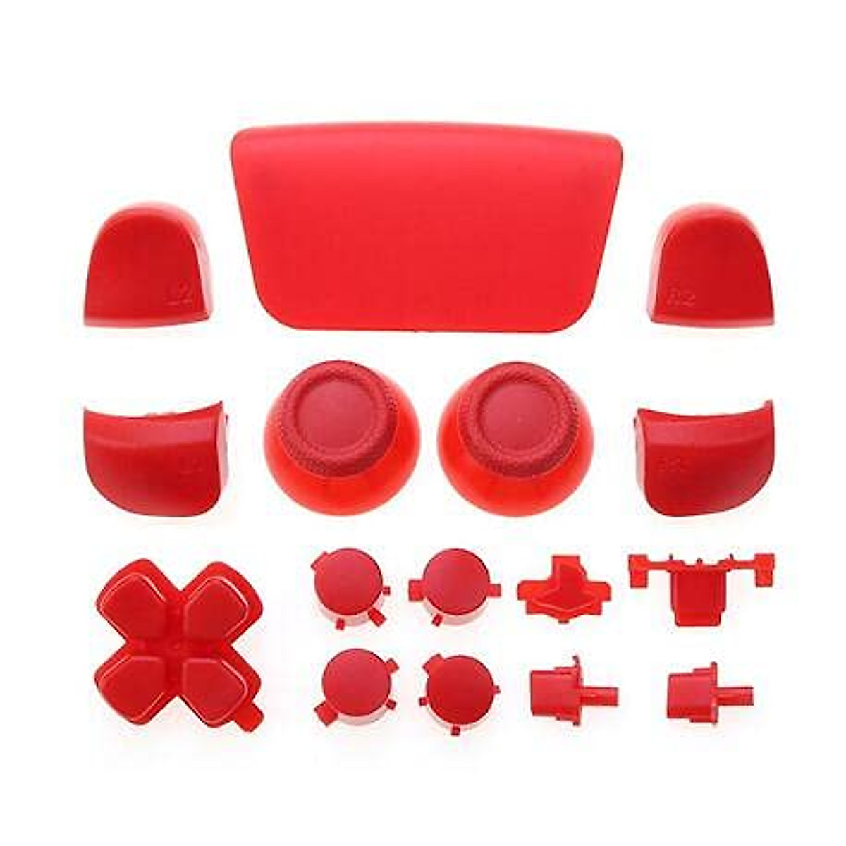 Full Buttons Set for PS5 Joysticks Dpad R1 L1 R2 L2 Direction Key ABXY Buttons Trigger Button Cap Cover for Sony Playstion 5 PS5 BDM-010 Game Console (Red)