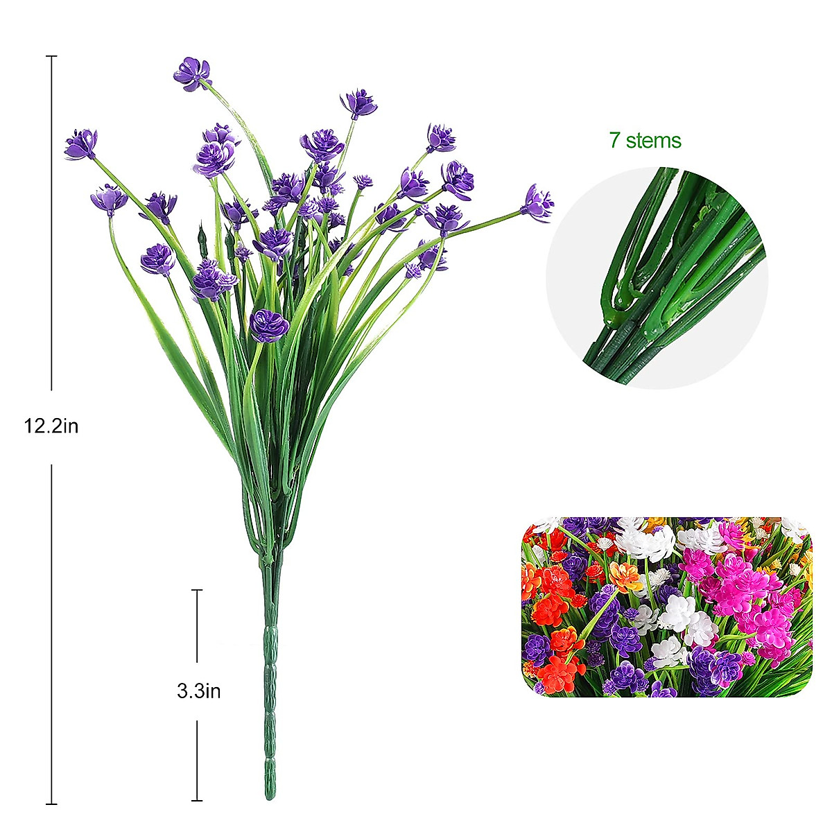 10pcs Artificial Fake Flowers, Plastic Flowers for Outdoors Decoration, UV Resistant Faux Flowers Shrubs, Artificial Plants for Indoor Outside Garden Home Wedding Farmhouse