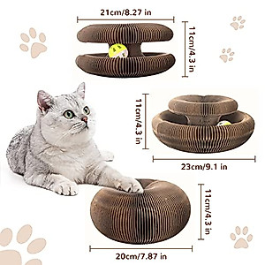 Magic Organ Cat Scratching Board, Cat Accordion, Cat Cordion, Cardboard Cat Scratcher Cat Bed Interactive Scratcher Cat Toy, Foldable Convenient Cat Scratcher Durable Recyclable Comes with Ball
