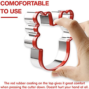 COOKIEQUE 4 Pieces Christmas Cookie Cutters Set with Santa Face, Reindeer Face, Snowman Face, Mrs. Claus Cookie Cutters for Baking Christmas Unique Design with Protective Red Top PVC