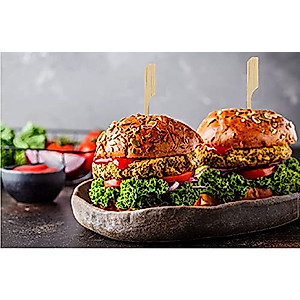 4” inch 100Pcs Bamboo Wood Paddle Picks Skewers Toothpicks for Cocktail，Appetizers, Fruit，Sandwich， Snacks, Package of Wooden Paddle Pick Skewer, Party Forks (100)