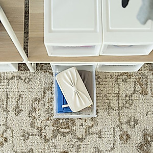 IRIS USA 6 Quart Compact Stacking Storage Drawer, Plastic Drawer Organizer with Clear Doors for Undersink, Kitchen, Pantry, Desk, and Home De-Clutter, Store Shoes and Craft Supplies, 4-Pack, White