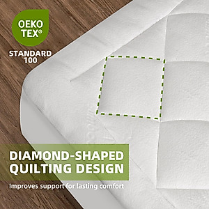 Bamboo Cooling Mattress Topper Queen Size, Mattress Pad Quilted with 600GSM Down Alternative Fill with a Deep Pocket for a Luxurious Sleep Experience (Queen, 60" x 80")