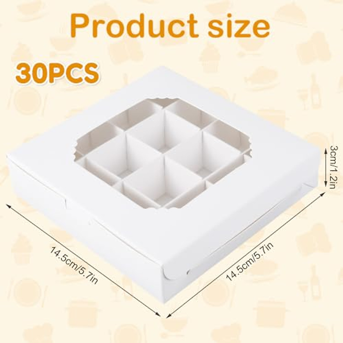 Empty White Pick and Mix Sweet Boxes with Inserts Clear Window and Divider 16-Compartments Quick Assemble Sampler Boxes for Chocolate Sweet Assortment (30 Pcs)