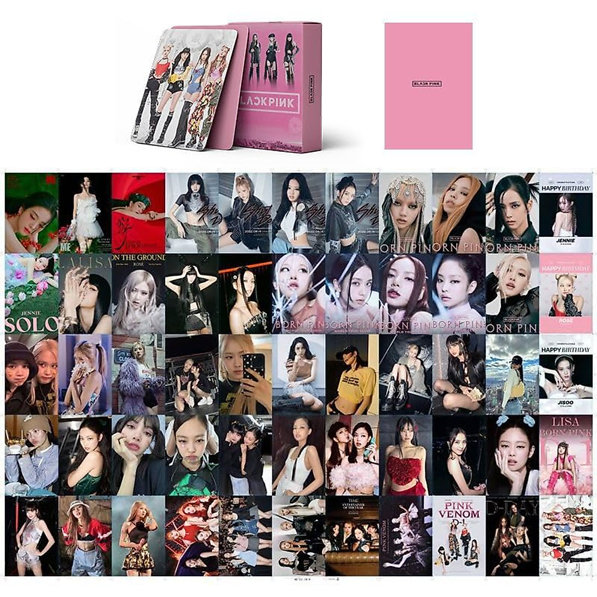 Niaycouky Black Pink Official Lightstick Version 2.0, Fan Light Stick Cheering for K-Pop Idol Concert Lighting Party Supplies with 52pcs Photocards Set