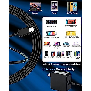 65W USB C Laptop Charger - Type C Power PD Wall Fast Charger : Replacement for HP,Lenovo,Dell,Acer,Asus, Nintendo Switch,Google,Samsung,and Any Laptops or Smart Phones with Type C