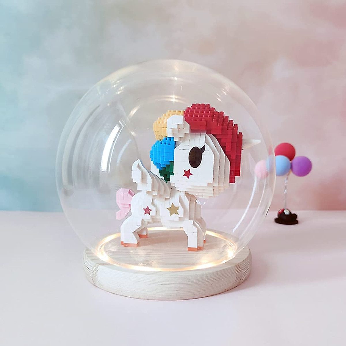 Uvini Micro Blocks Adult Building Toy Set, Valentine's Day Gift, Christmas Fun DIY Unicorn for Adults or Kids, Best Gift Girls 870pcs ( with Dust-proof lampshade ), White, (00867)