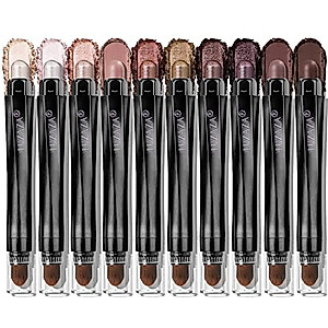 LUXAZA 10PCS Eyeshadow Stick,Shimmer And Matte Neutral Brown Eye Shadow Sticks Pencil Crayon, Eye Brightener Stick With Crease-proof Formula,Waterproof & Long Lasting