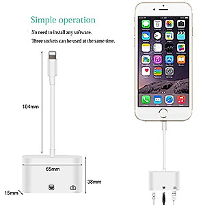 Lightning to Ethernet Adapter, [Apple MFi Certified] 3 in 1 Network Adapter Compatible with Mobile Phone Pad to USB Camera Adapter/SD Card Reader/USB OTG Adapter High-Speed(White)