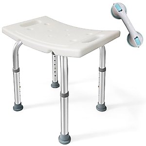 DEZOON Shower Chair for Elderly-with Shower Handle-Shower Seat for Inside Shower Tool-Free Shower Stool Small with 6 Adjustable Heights Bathtub Chairs for Disabled,Seniors